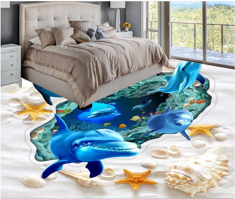 Vinyl Flooring 3D Ocean World Shark Floor Painted Paste 3d Pvc Floor ...