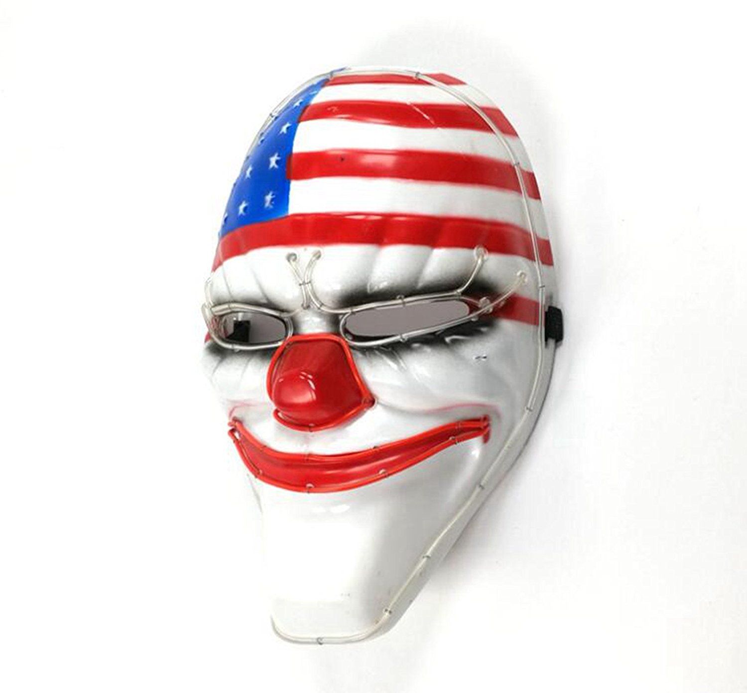 LED Glow Creepy Clown American Flag Mask, Halloween Rave Costume Party ...