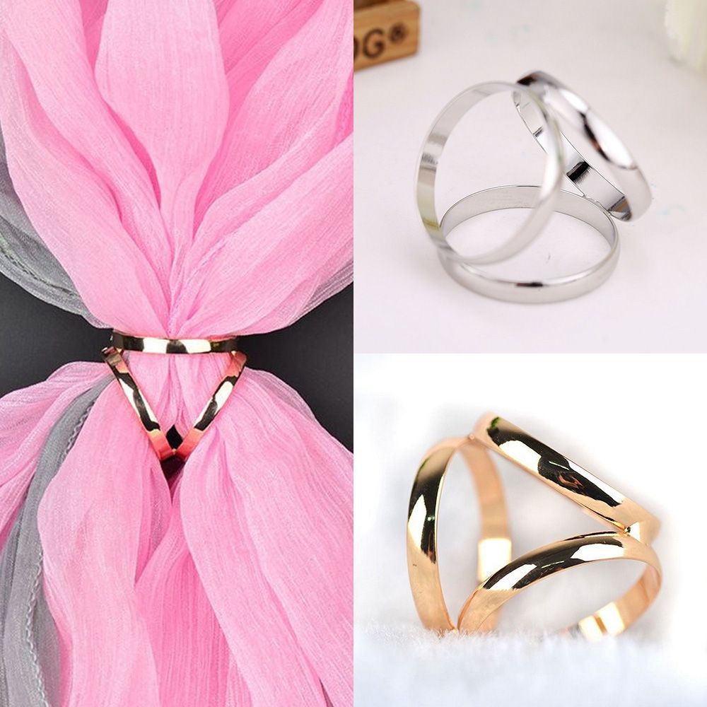 2019 Simple Style Silk Scarf Buckle Shawl Ring Clip Women Girls ...