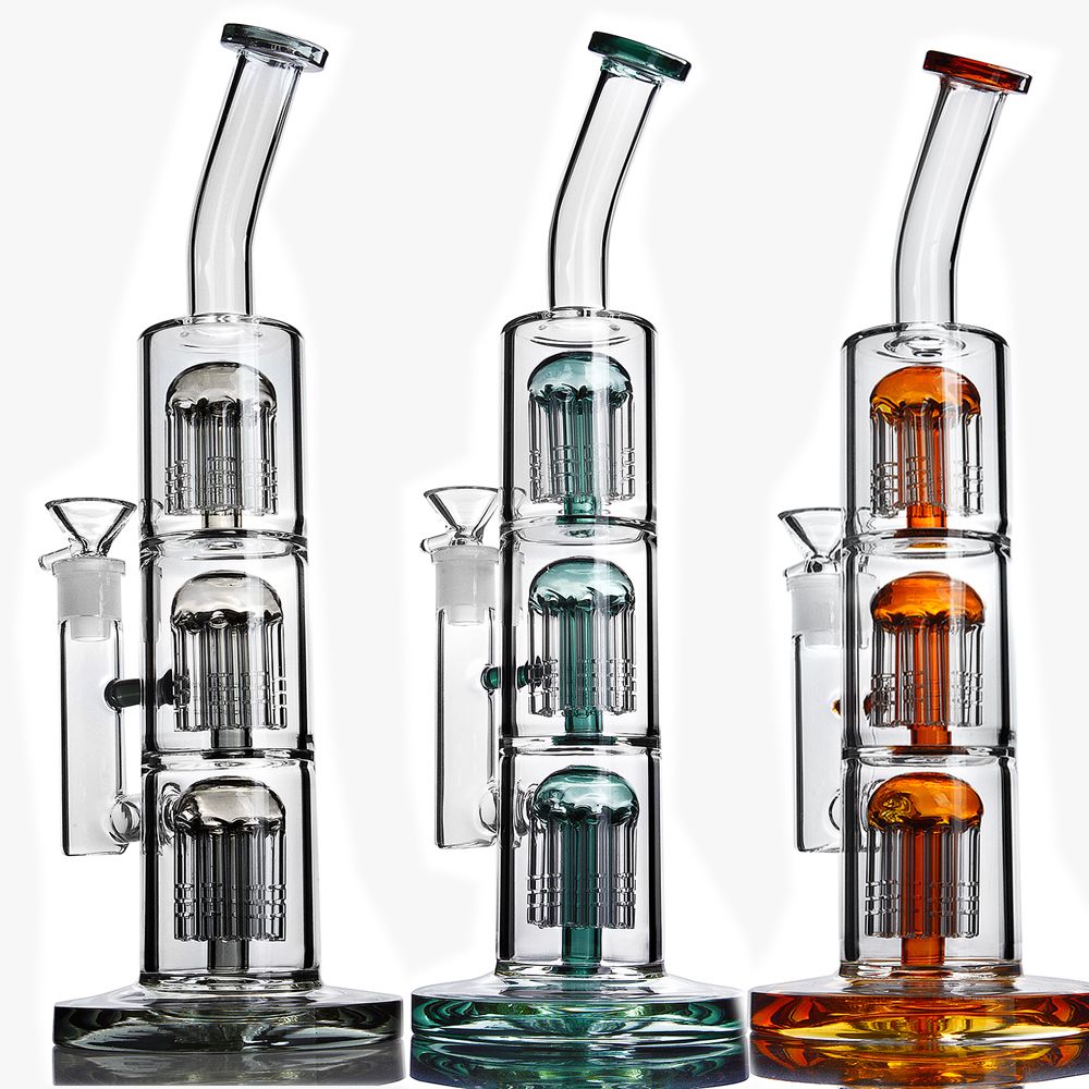2020 New Glass Bongs Triple Chamber Arm Tree Percs Water Pipes Glass ...