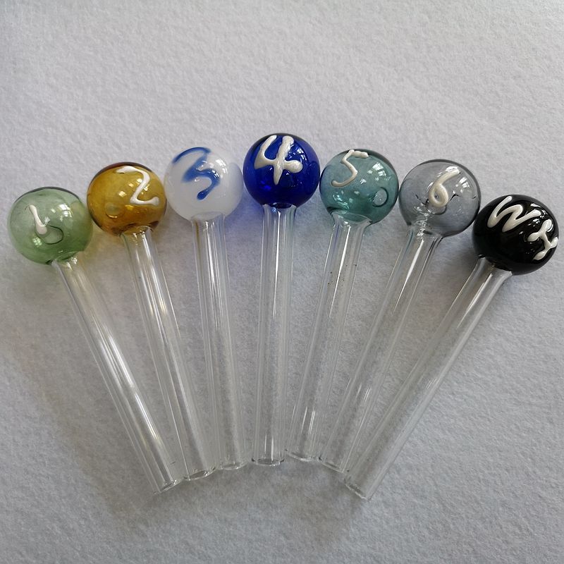 2020 12cm Colorful Pyrex Glass Smoking Pipes 30mm OD Ball With Number ...