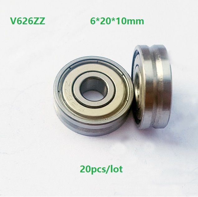 2019 V626ZZ V62010 6x20x10mm V Groove Ball Bearing Guide Track Roller ...
