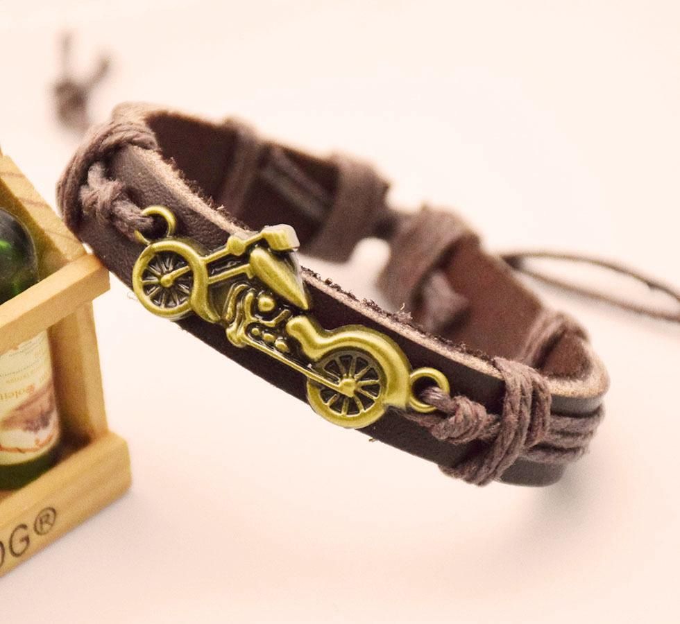 Biker Motorcycle Bracelet Bangle Weaving Retro Vintage Charms Bracelets ...
