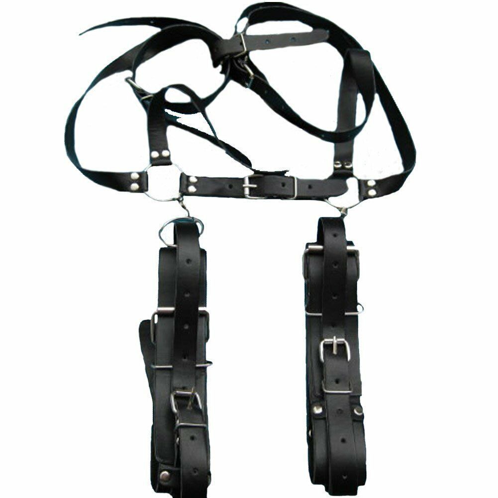Fetish Leather Wrist Leg Restraints Bondage Sexy Open Thigh Harness ...
