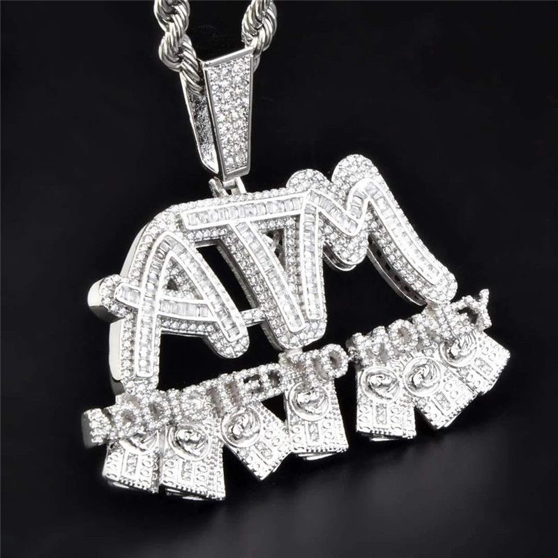 Wholesale Iced Out Full Zircon ATM Addicted To Money Pendant Necklace ...