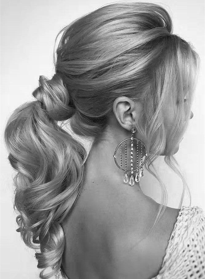 Silver Grey Human Hair Ponytail Hairpiece, Long Gray Dye Free Natural ...