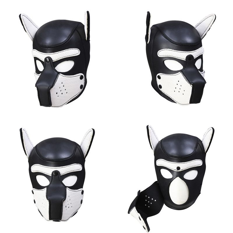 Party Masks Pup Puppy Play Dog Hood Mask Padded Latex Rubber Role Play ...