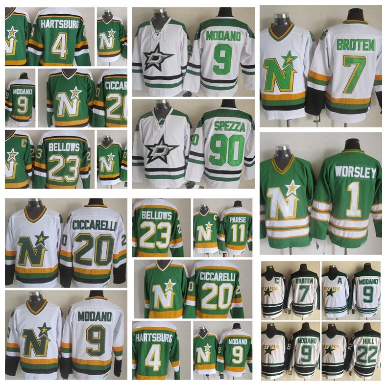 2021 Fashion Retro Dallas Stars Jersey 22 Brett Hull 9 Mike Modano 7 ...