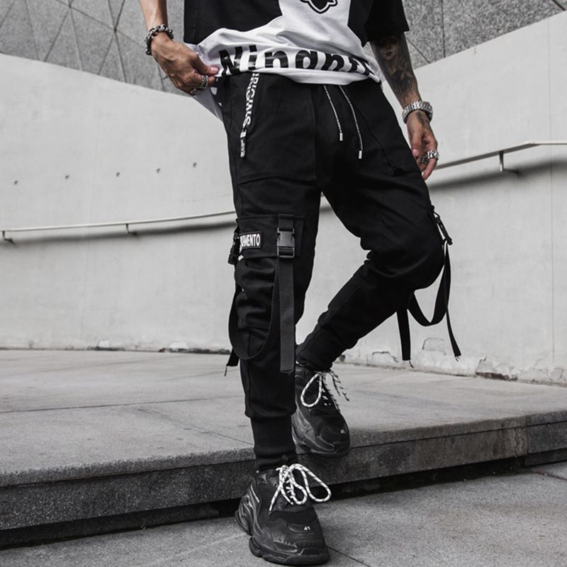 Acquista Pantaloni Da Uomo Di Streetwear Hip Hop Punk Cargo Pantaloni ...