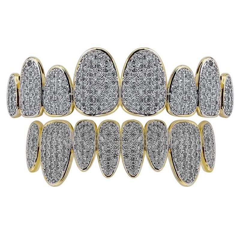 2021 Gold Silver Diamond Teeth Grillz Women Men Luxury Teeth Grillz Top ...