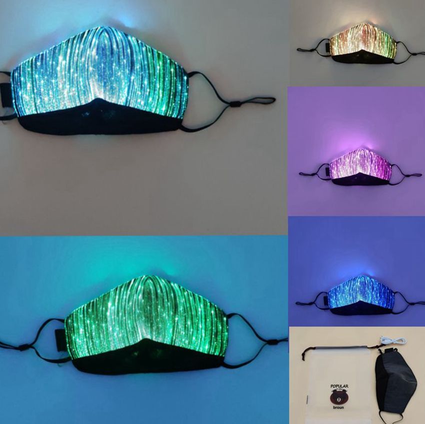 Lights LED Light Up Face Mask USB Rechargeable Glowing Dust Mask For ...