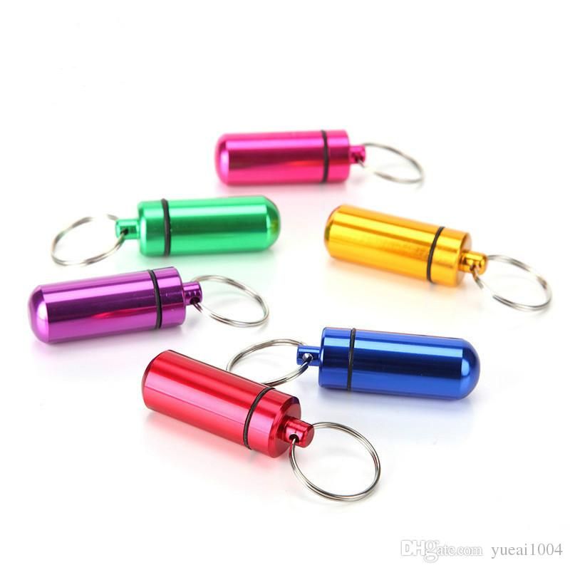 Small Metal Container Keychain Aluminum Pill Box Holder Portable ...