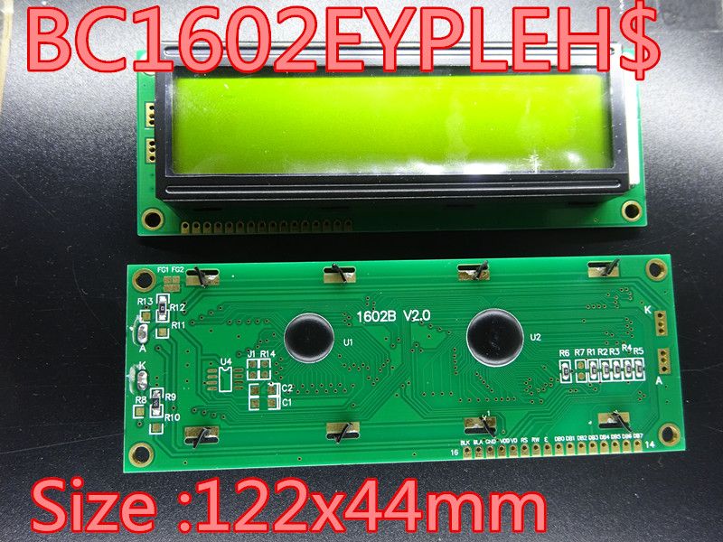 2021 New BC1602EYPLEH$ 1602B Yellow Screen LCD/LCM Module 3.3v 122x44mm ...