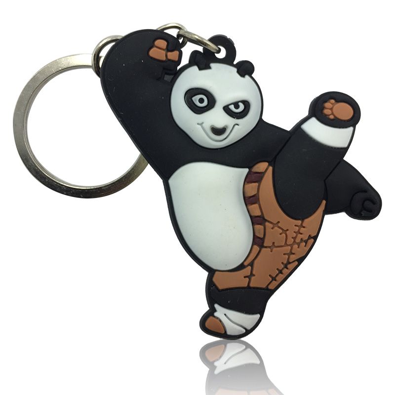 MOQ=KungFu Panda Key Chains Cute Cartoon Soft Key Ring PVC Anime Figure ...