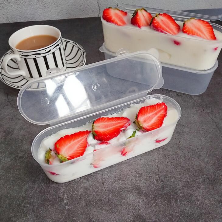 250ML Long Rectangle Ice Cream Baking Dessert Box Transparent Clear ...