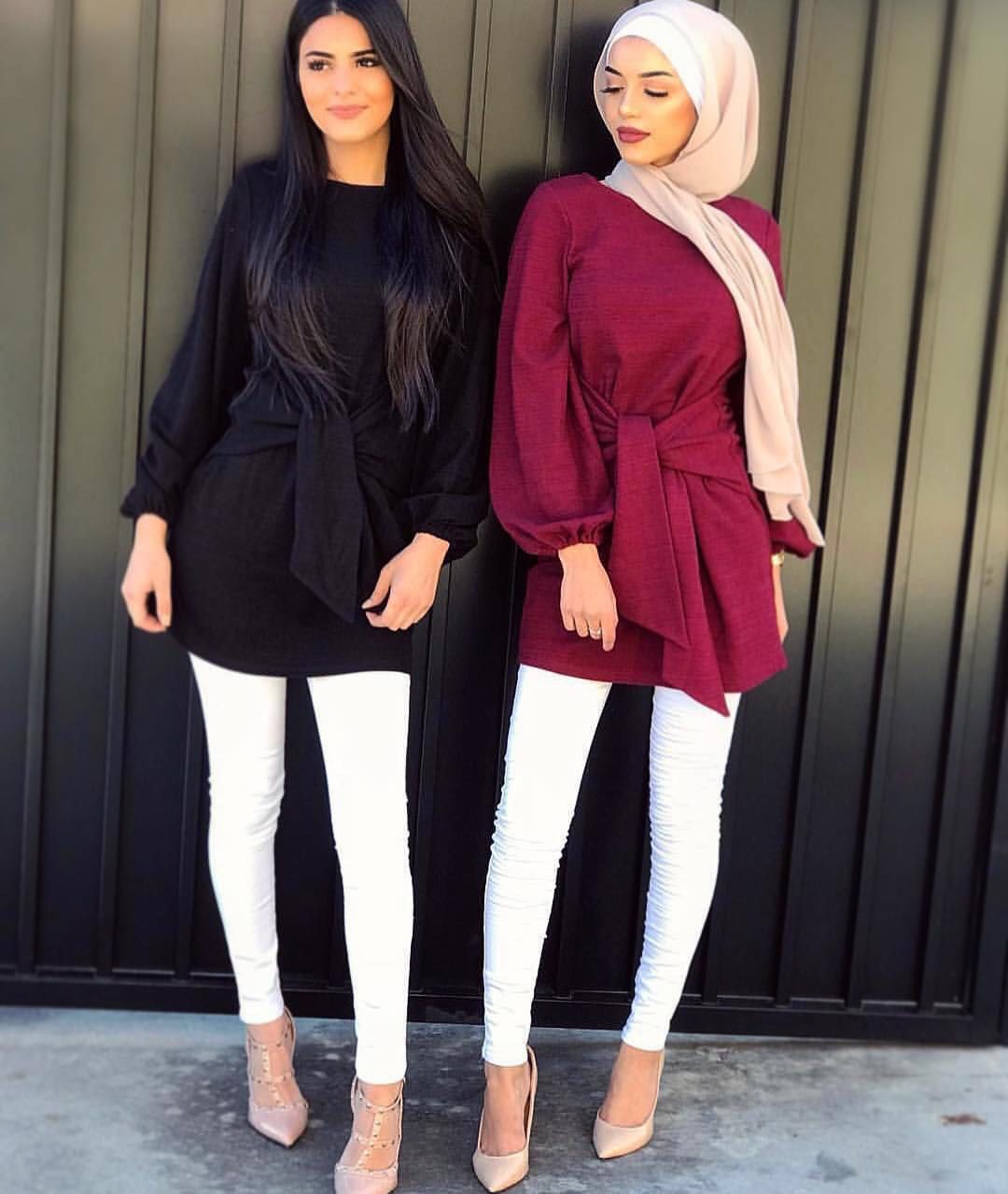 Elegant Women's Tops Muslim Blouse Shirt Dress Belt Long Abaya Robe ...