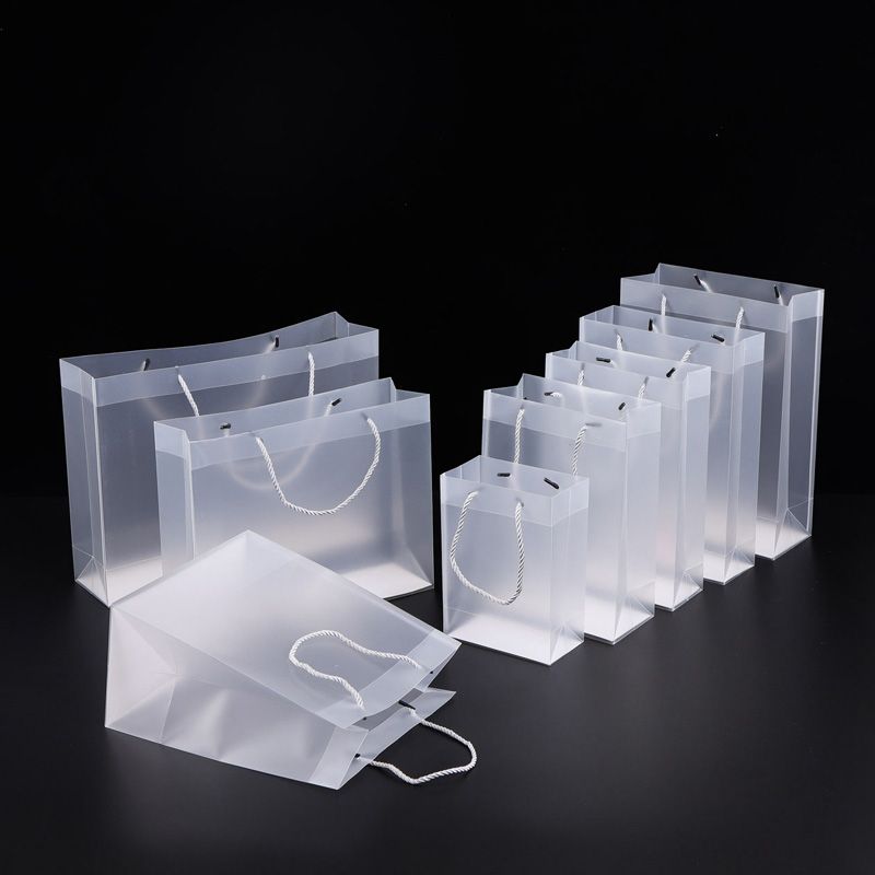 8 Size Frosted PVC Plastic Gift Bags With Handles Waterproof ...
