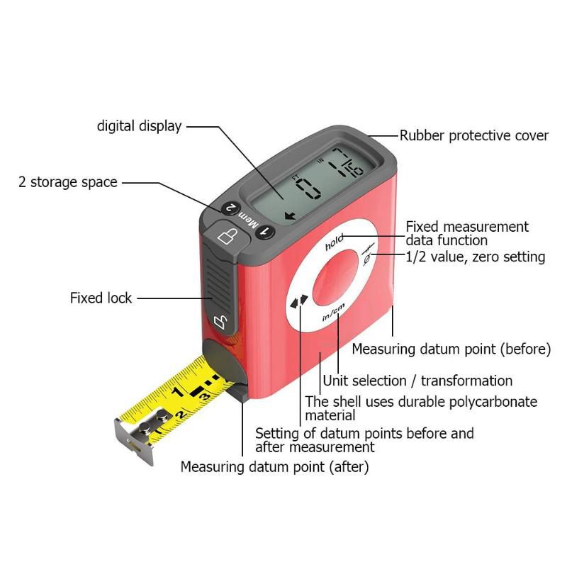 2020 5M/16Ft Lcd Digital Tape Measure Portable Digital Measuring Tape ...