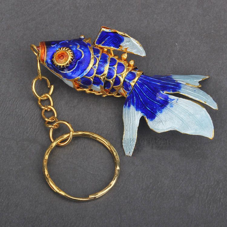 5.5cm 7.5cm 9.5cm Lucky Swing Fish Charm Keychains Cute Keyring With ...