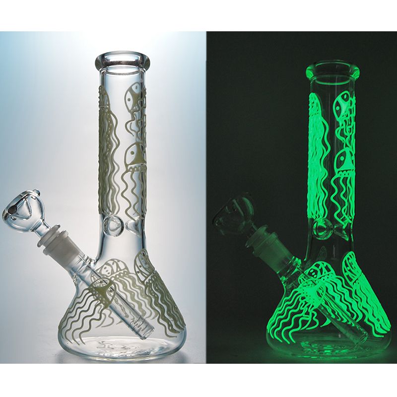 2020 2019 Glow In The Dark Bong Mini Dab Rig Heady Glass Wax Water ...
