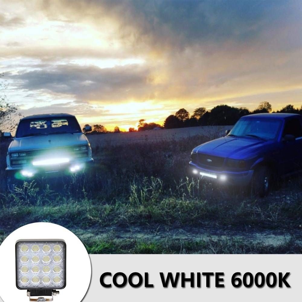 16LEDs 48W SUV Headlights 6000K White Color Light Bar Vehicle Work ...