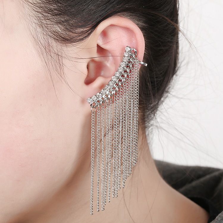 Wholesale Punk Rivet Tassel Earrings Ear Cuff Clip On Earrings One ...