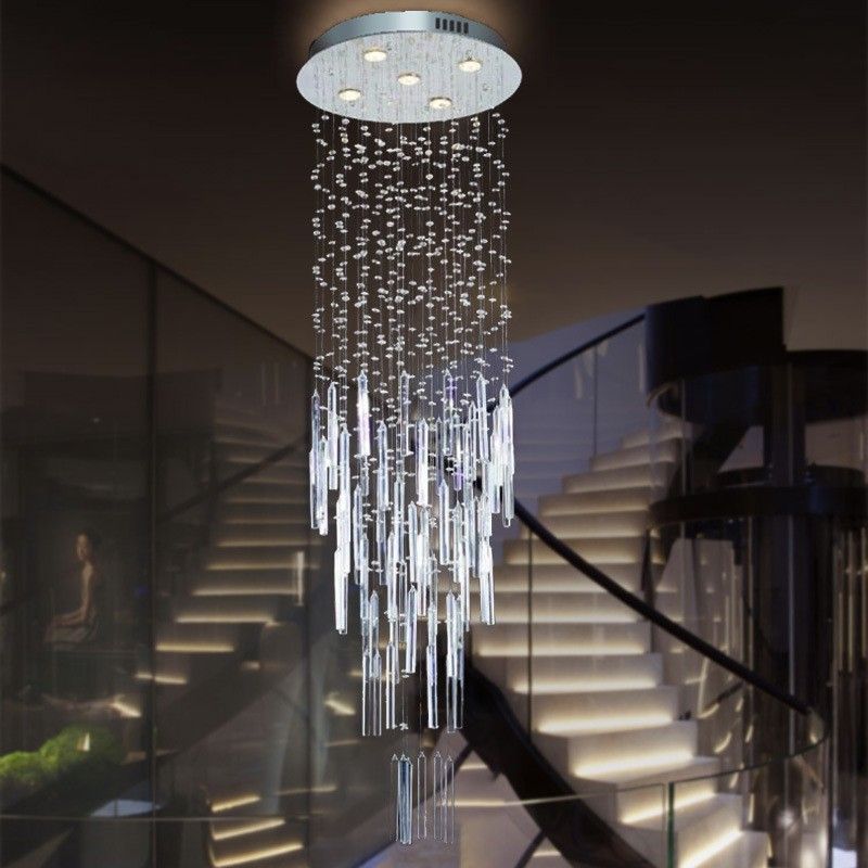 High End LED Crystal Chandelier Duplex Stair Gu10 Light Pendant Lamps ...