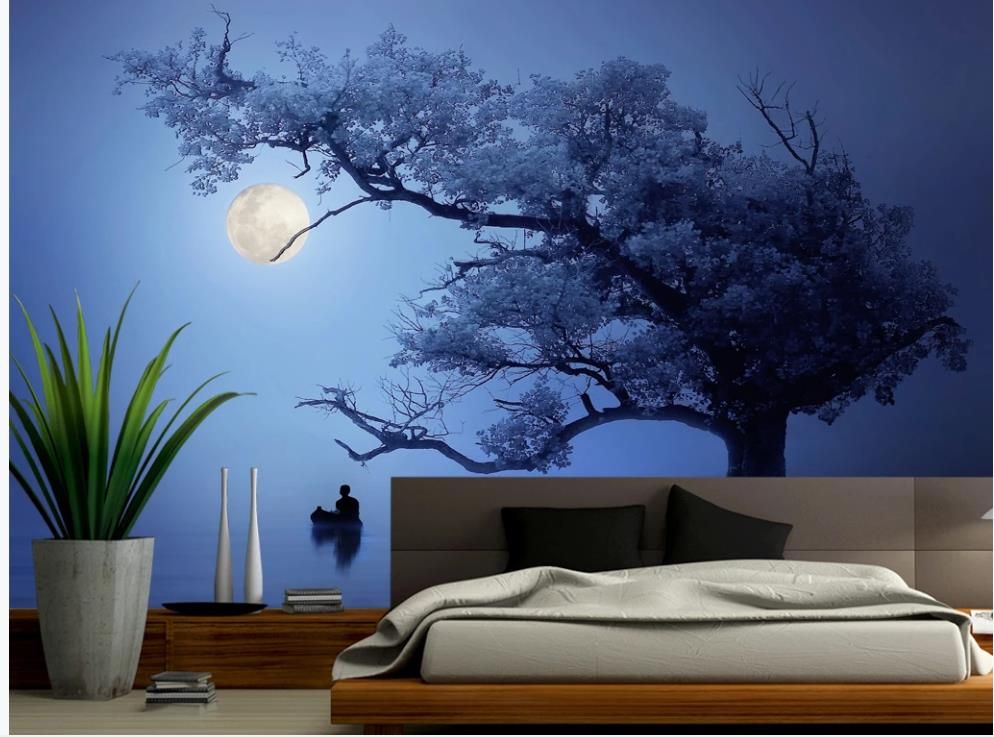 Nature Scenery Night Trees Background Wall Wallpapers 3d Murals ...