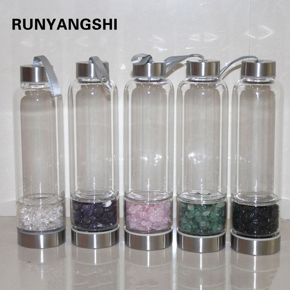 2021 New Product Crystal Quartz Bottle Gemstone Glass Water Bottle ...