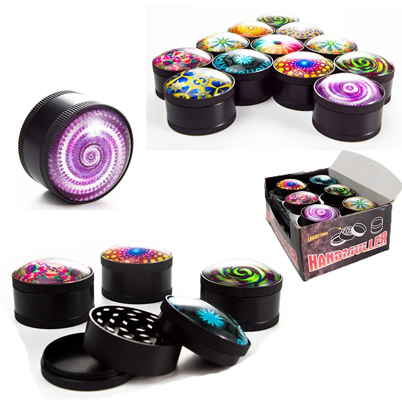 2020 Hot Colorful 3D Metal Grinder Tobacco 50mm 3 Layers Pollen Presser ...