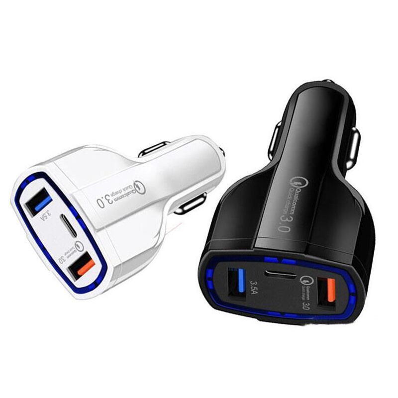 35W 7A 3 Ports Car Charger Type C And USB Charger QC 3.0 With Qualcomm ...