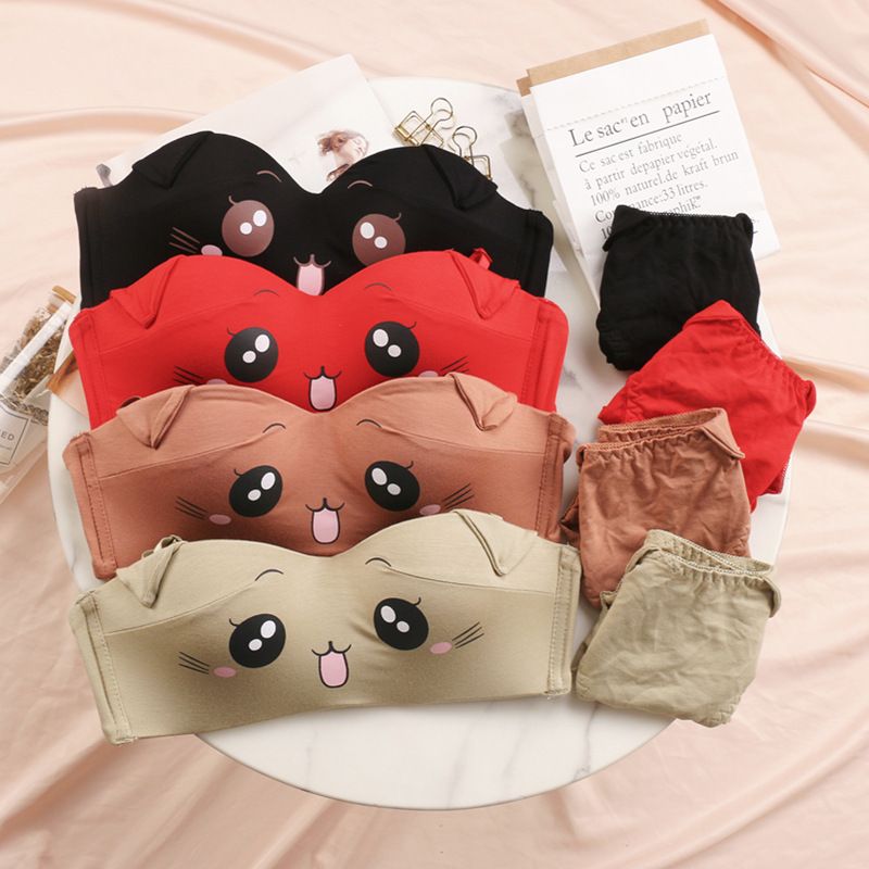 2020 2019 Smiley Face Underwear Sexy Adjustable Bra Set Women Lovely ...