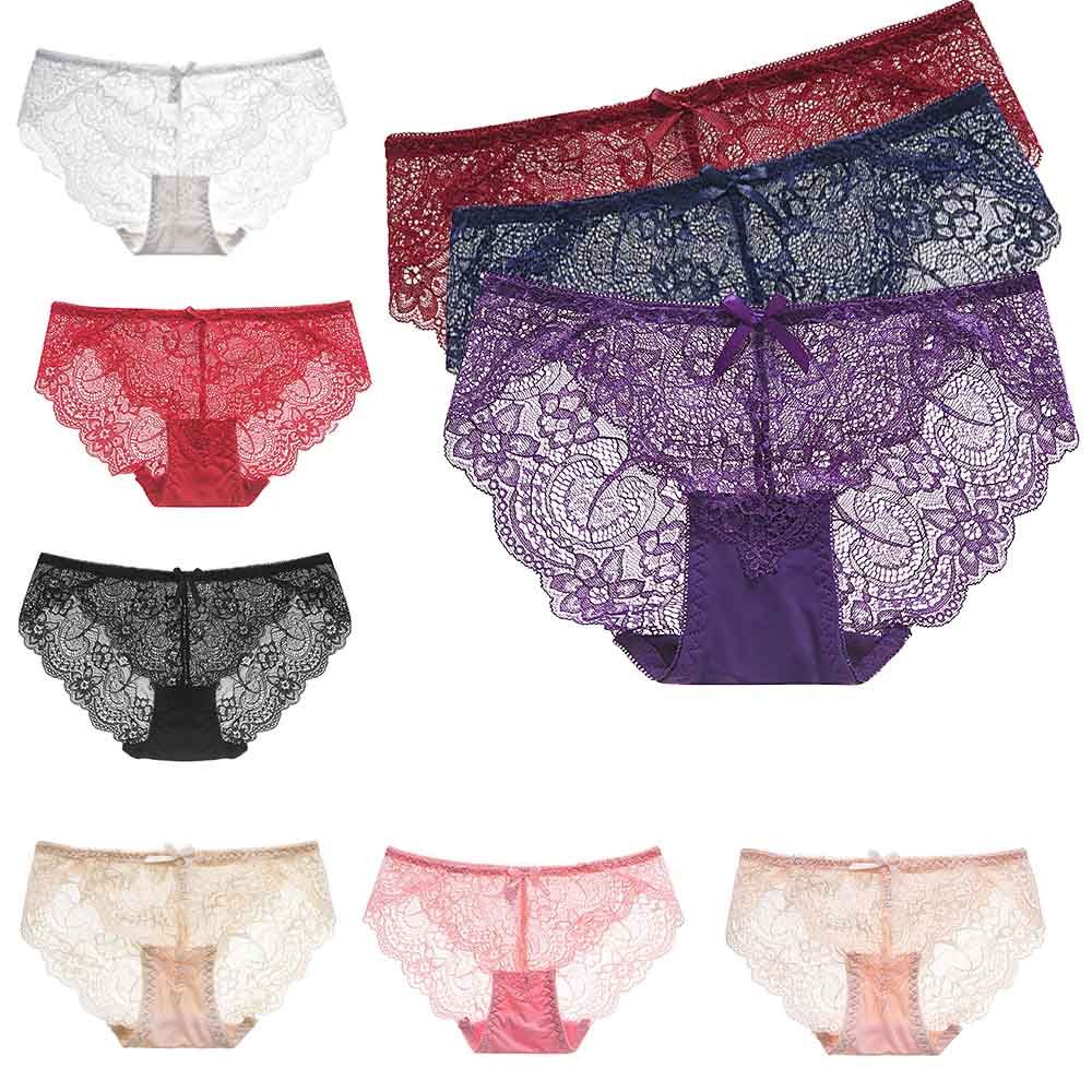 2020 Summer Lace Ladies Underwear Sexy Low Waist Hot Briefs Cotton ...