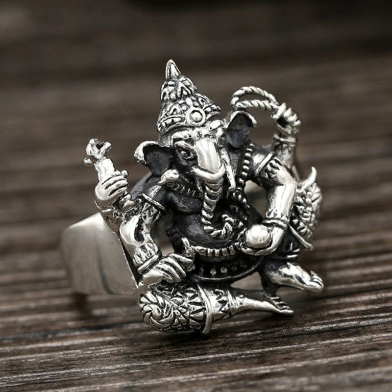 925 Sterling Silver Indian Elephant Gods Ring Gift Women Fine Jewelry ...