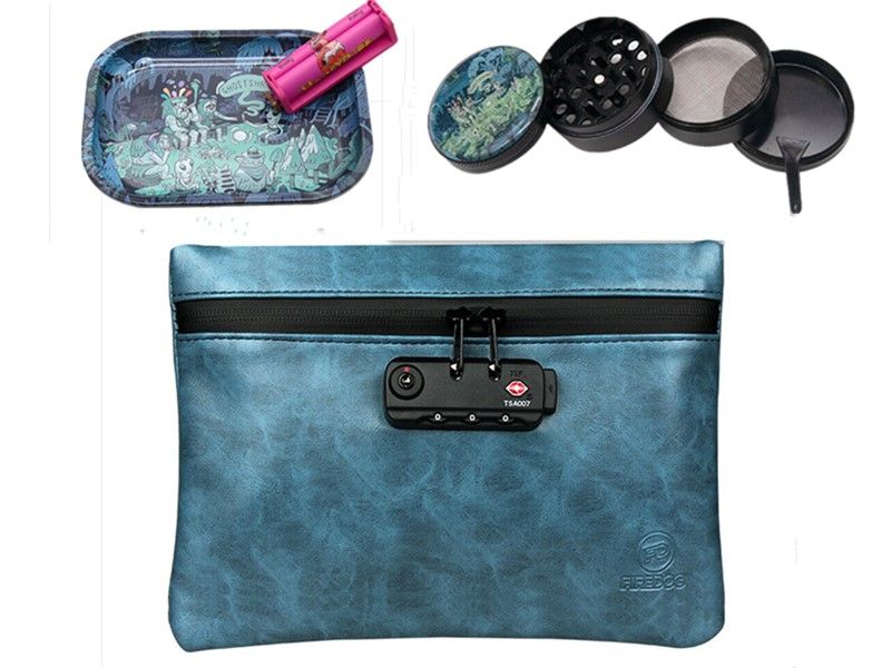 2021 Smoking Smell Proof Bag Kit PU Tobacco Pouch With Combination Lock ...