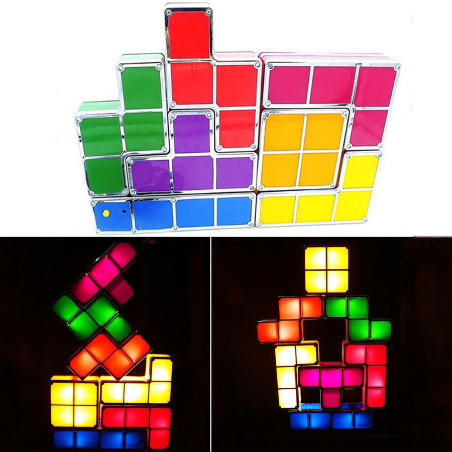 2021 Novelty DIY Toys Stackable Block LED Desk Lamp Light Retro Game ...