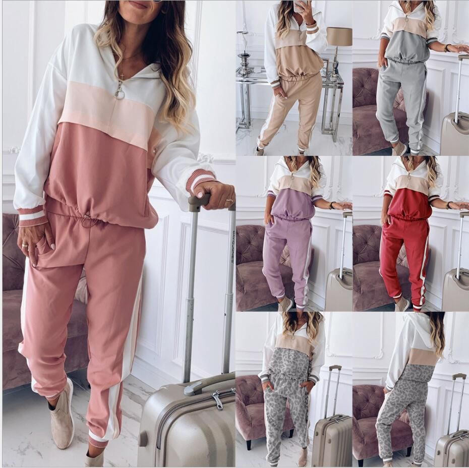 2021 Pink New Women Active Set Tracksuits Hoodies Sweatshirt +Pant ...