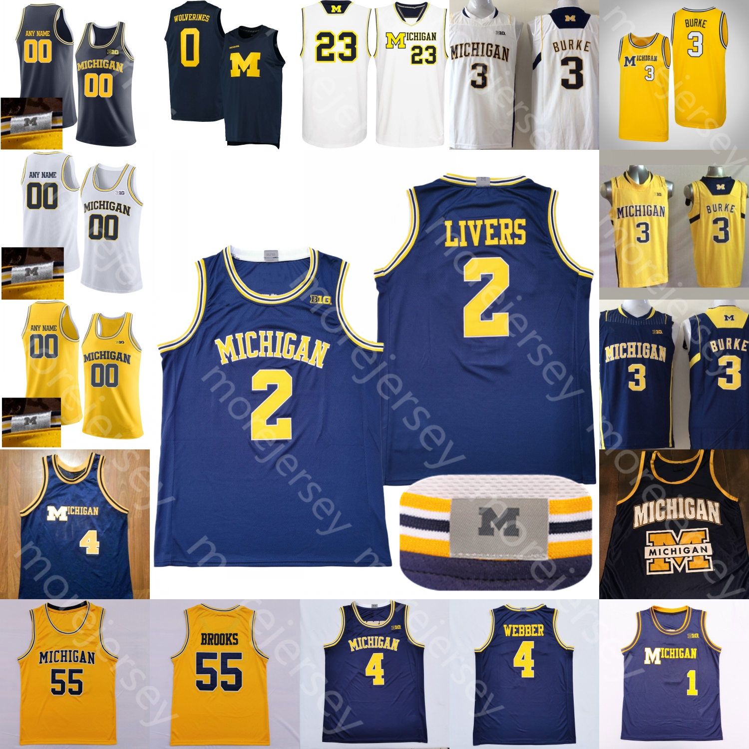 2021 Custom 2020 Michigan Wolverines Basketball Jersey NCAA College ...