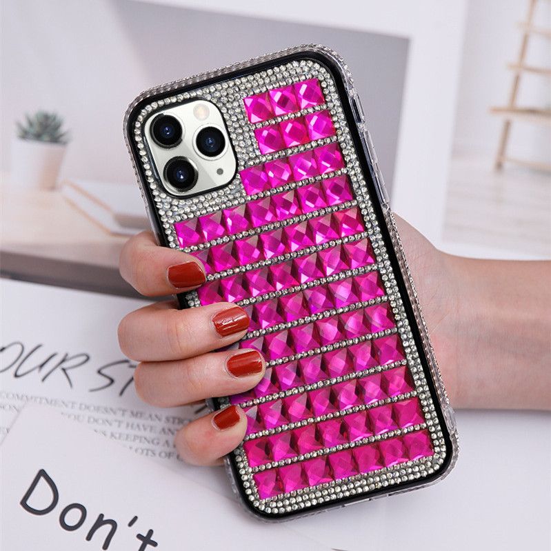 For IPhone 12 Luxury Diamond Phone Cases Glass Rhinestone Designer Back ...