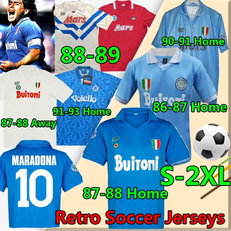 2021 Maradona Napoli Retro Soccer Jerseys 1986 1987 1988 1989 1990 1991 ...