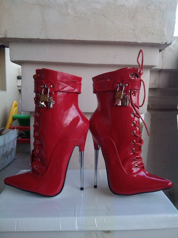 2015 New Arrival 18cm 7 Extreme High Heels Women Pointed Toe Bdsm Pu