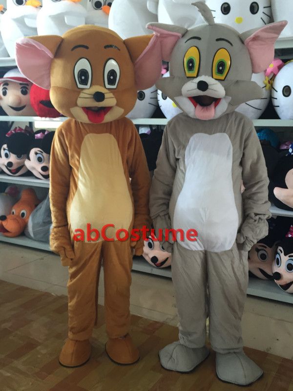 Tom & Jerry Couple Mascot Costume Cat & Mouse Professional Custom ...
