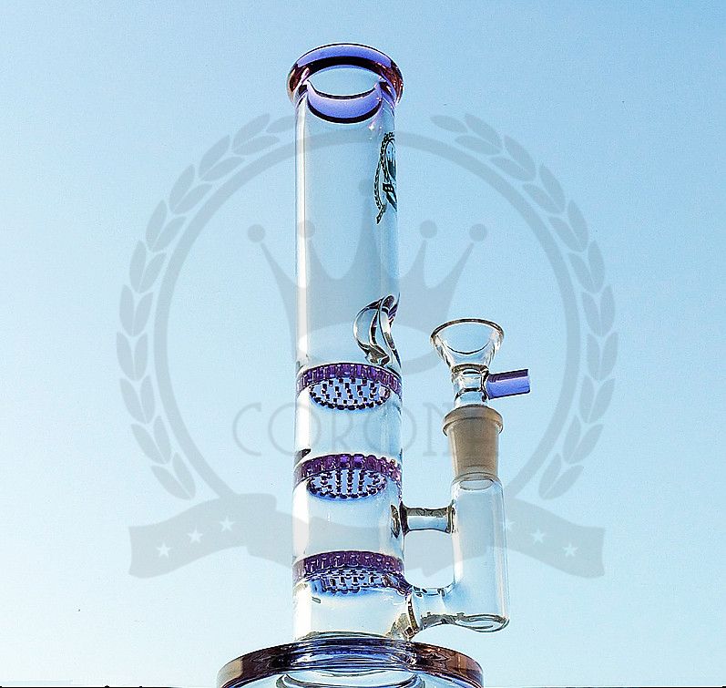 Corona Pink Green Joint Water Bongs Purple Perc Big Oil Rig Glass Bongs ...