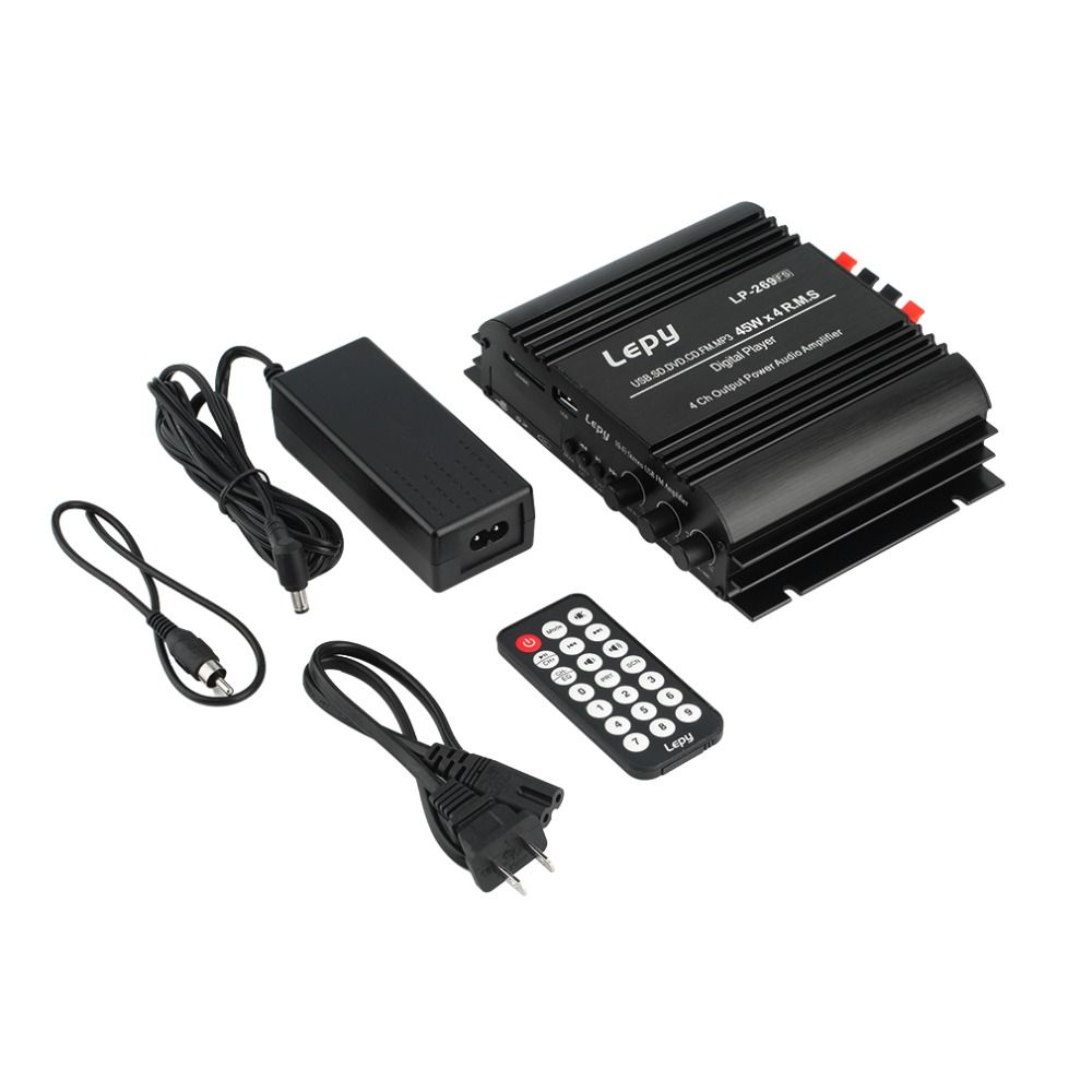 12V 3A Mini Audio Power Amplifier Remote 4 Channel Hi Fi Stereo Heavy ...