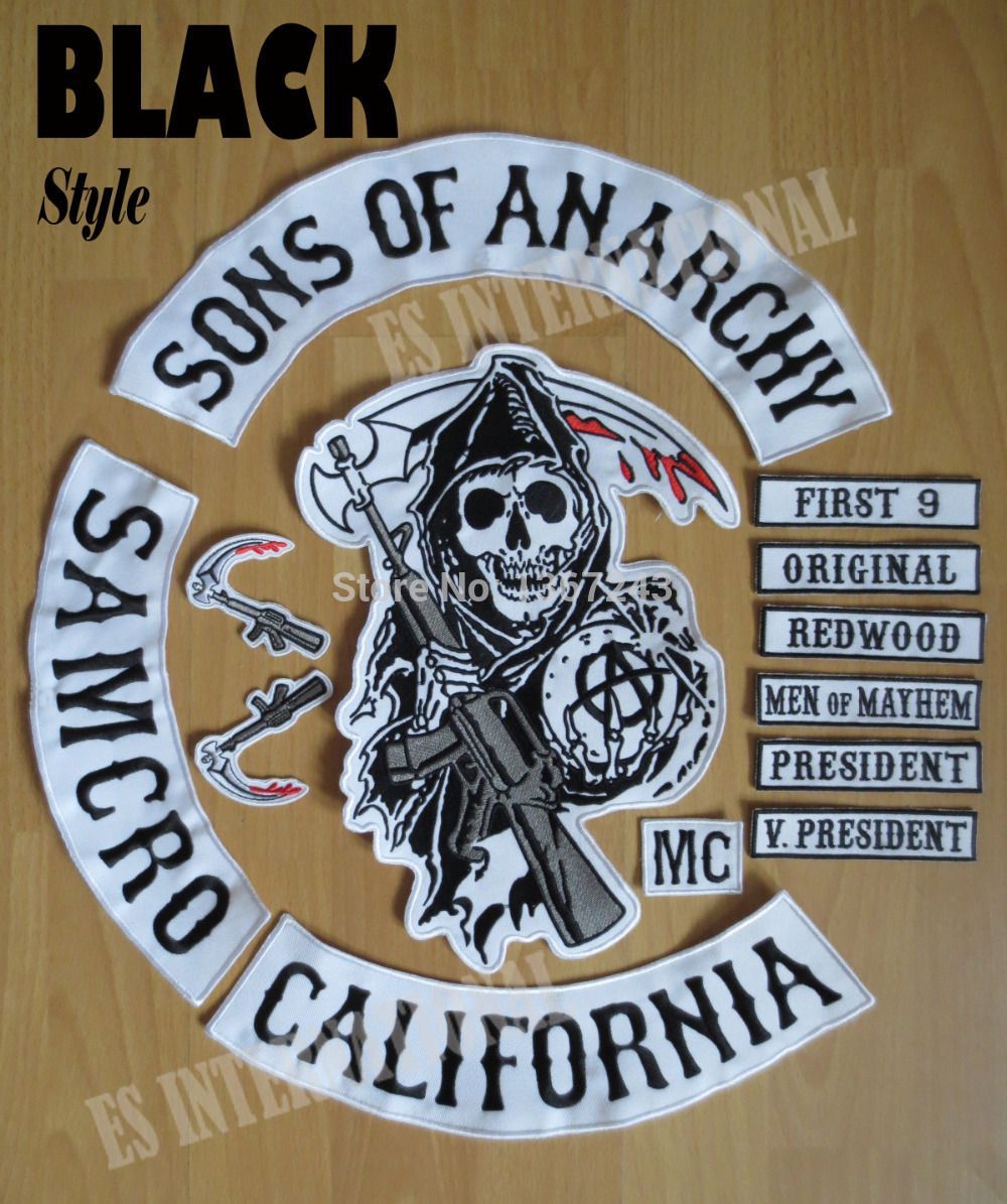 2019 NEW ARRIVAL ! Black Style Color Sons Of Anarchy Embroidery Twill ...