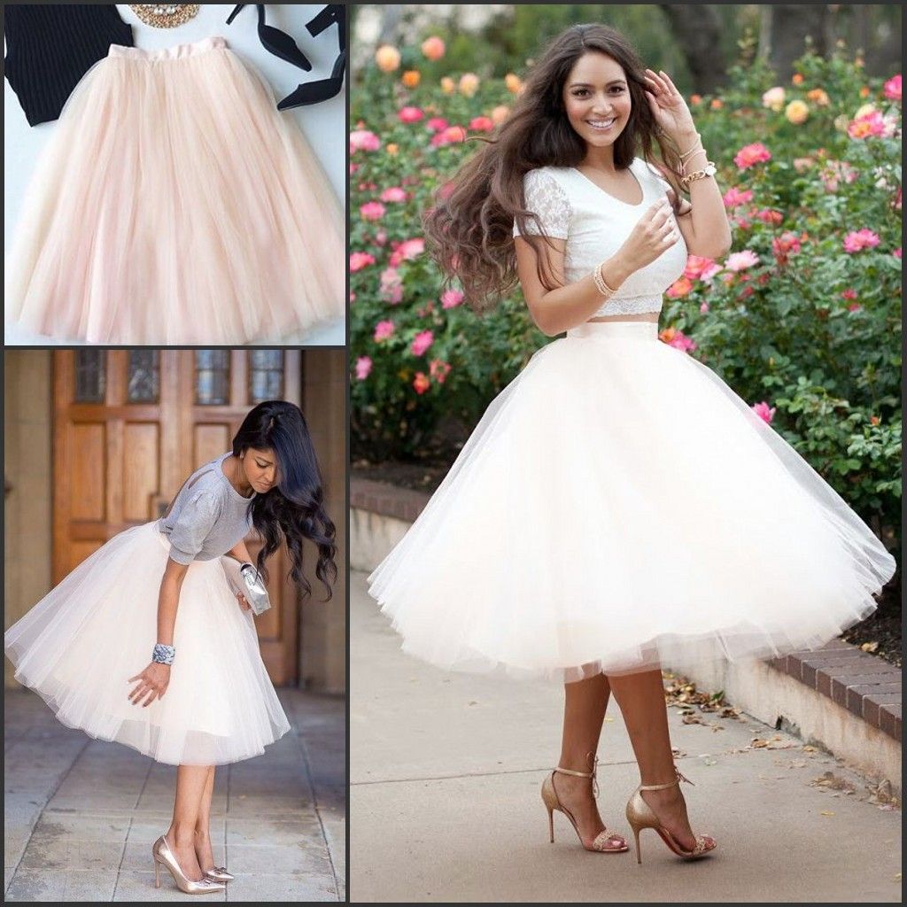 Full Tutu Tulle Skirts 2016 Two Pieces Short Prom Party Dresses Jewel ...