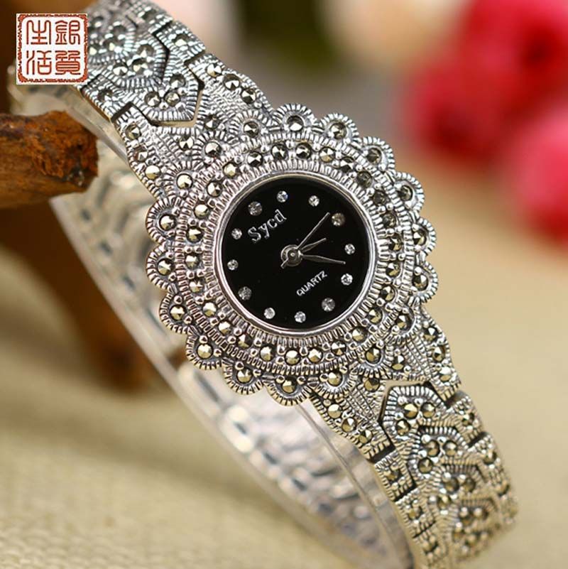 Wholesale 925 Pure Silver Watch Vintage Mark Race Thai Silver Watch ...