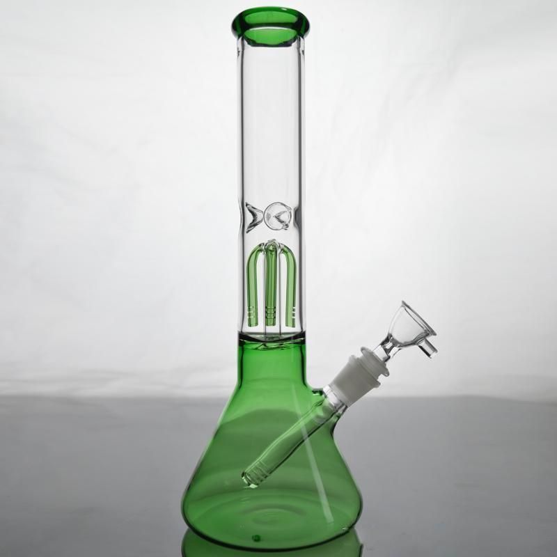 Best Two Functions Glass Bongs Green 4tree Perc Water Pipes 13 Inch Lip ...