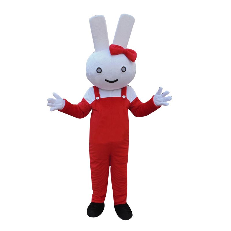 Miffy Rabbit Mascot Red Overall Costume Miffy Rabbit Bunny Mascot ...