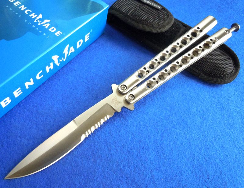 Bench Made 42s Bm42s Titanium Balisong Weehawk Butterfly Knife Serrated ...
